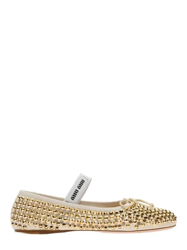 Miu Miu Crystal-embellished Ballerina Flats - Gold