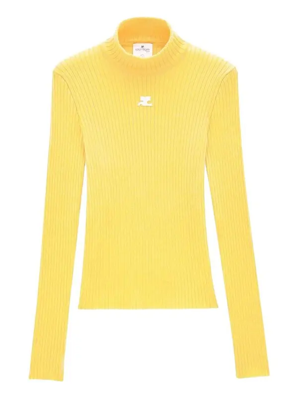 COURREGES Ribbed-knit Top - Yellow