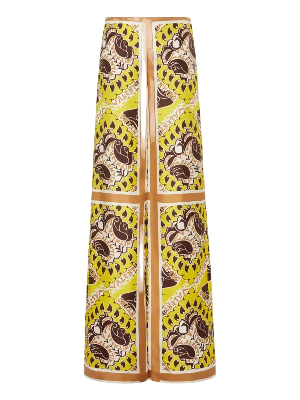 Valentino Garavani Paisley Print Silk Trousers - Yellow