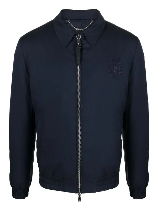 BILLIONAIRE Logo-embroidered Bomber Jacket - Blue