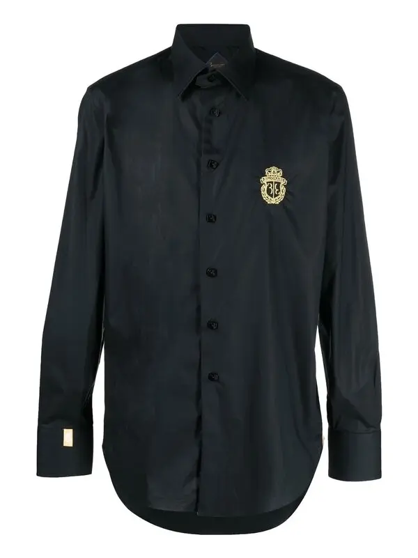 BILLIONAIRE Silver Cut Logo-print Shirt - Black