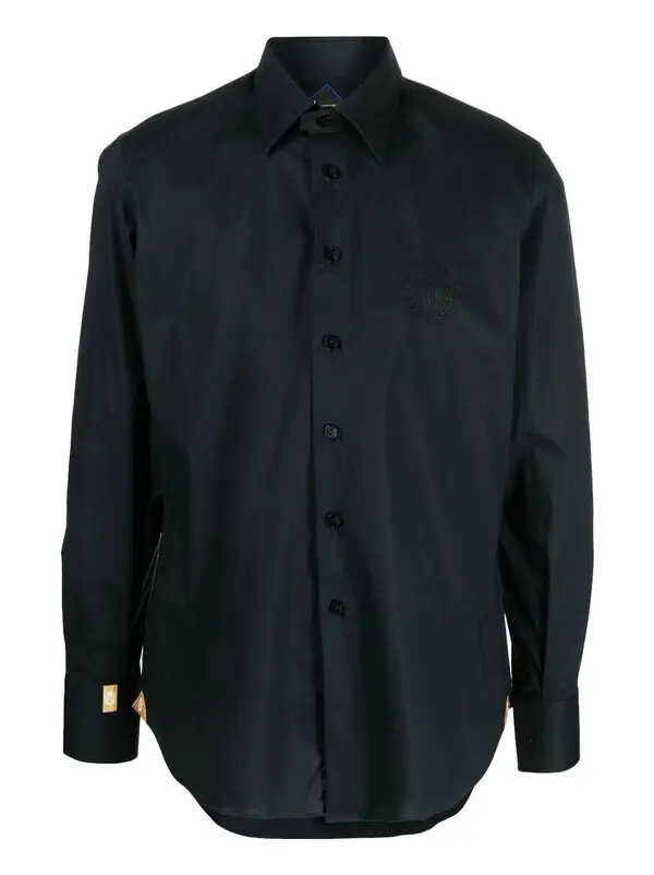 BILLIONAIRE Silver Cut Cotton Shirt - Black