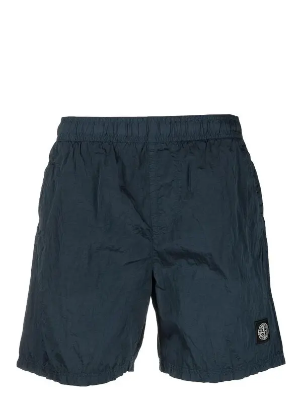 Stone Island Logo-embroidered Swim Shorts - Blue
