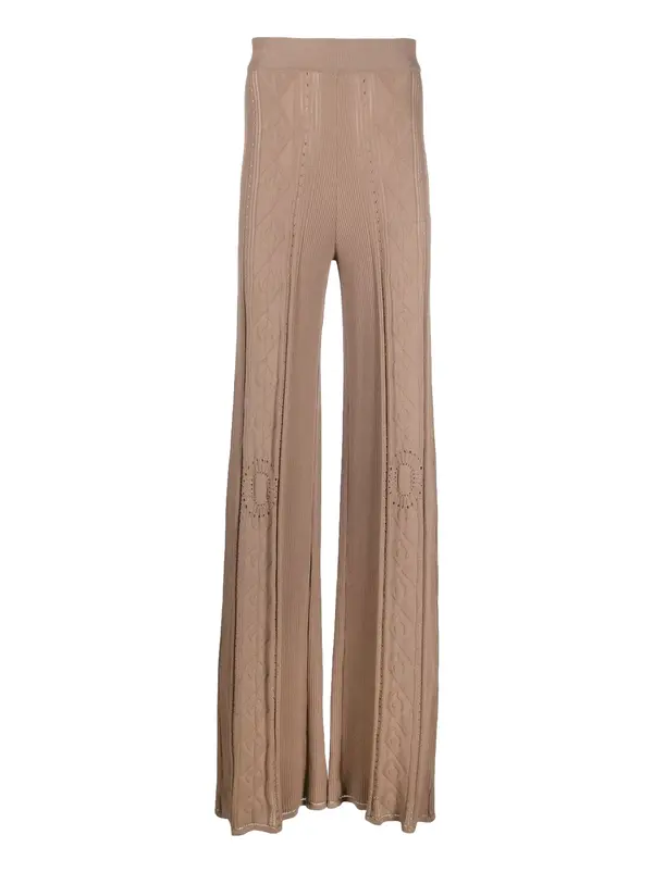 MARINE SERRE Pointelle Knit Trousers - Neutrals