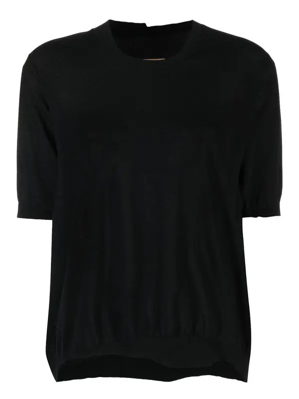 UMA WANG Fine-knit Cotton-blend T-shirt - Black
