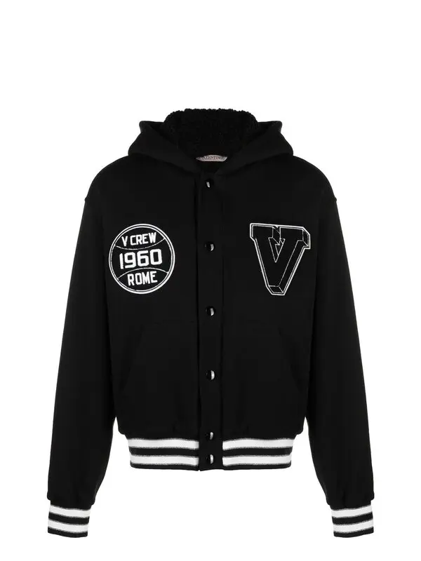 Valentino Garavani Buttoned Varsity Hoodie - Black