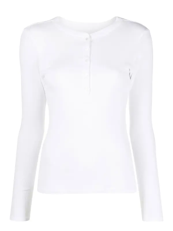 NILI LOTAN Button-front Long-sleeved T-shirt - White