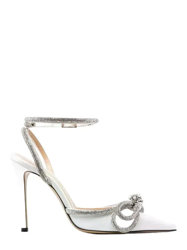 Mach & Mach Double Bow 115mm Satin Pumps - White