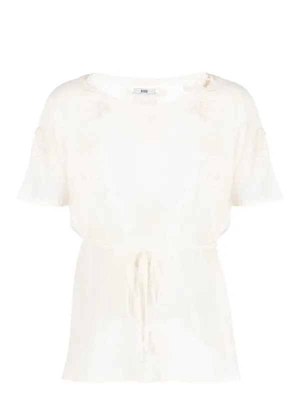 BODE Cotton Embroidered Design Top - Neutrals