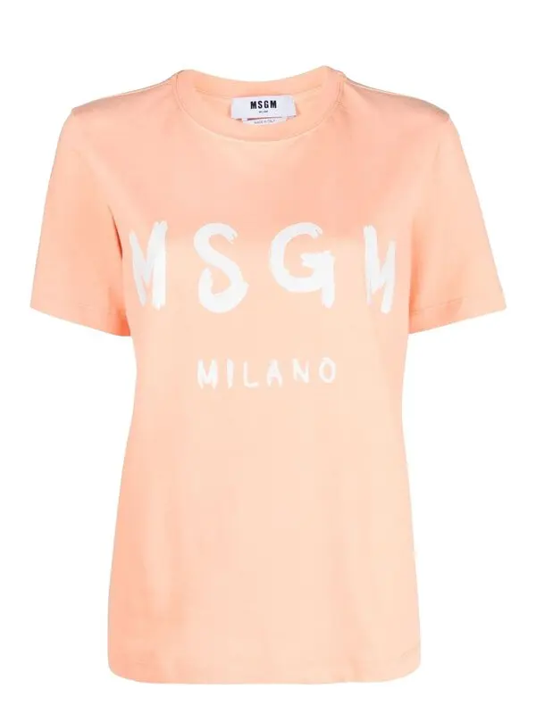 MSGM Logo-print Cotton T-shirt - Orange