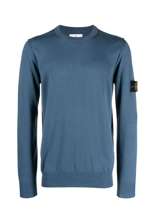 Stone Island Logo-patch Crew Neck Sweatshirt - Blue