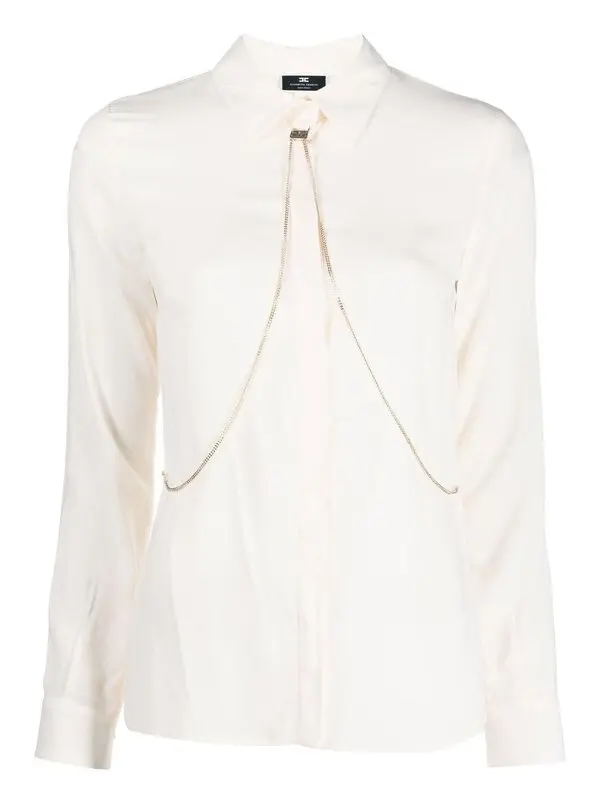 Elisabetta Franchi Long-sleeve Body-chain Shirt - Neutrals