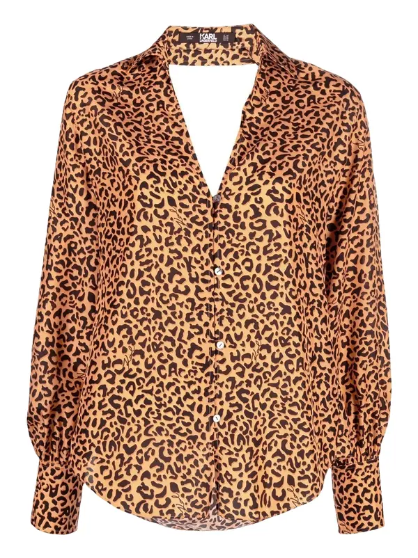 Karl Lagerfeld Leopard-print Backless Blouse - Orange