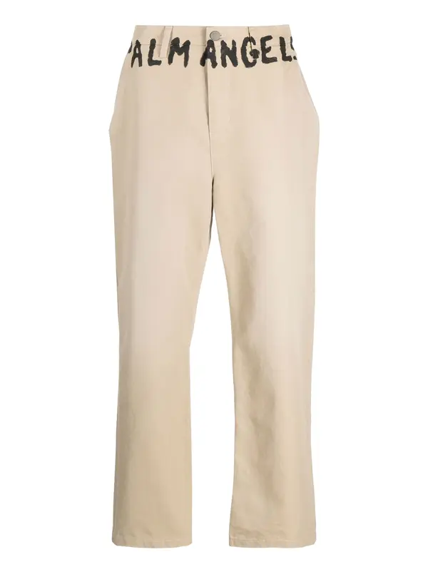 Palm Angels Logo-print Chino Trousers - Neutrals