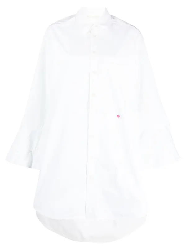 Palm Angels Flared-sleeve Shirt Dress - White