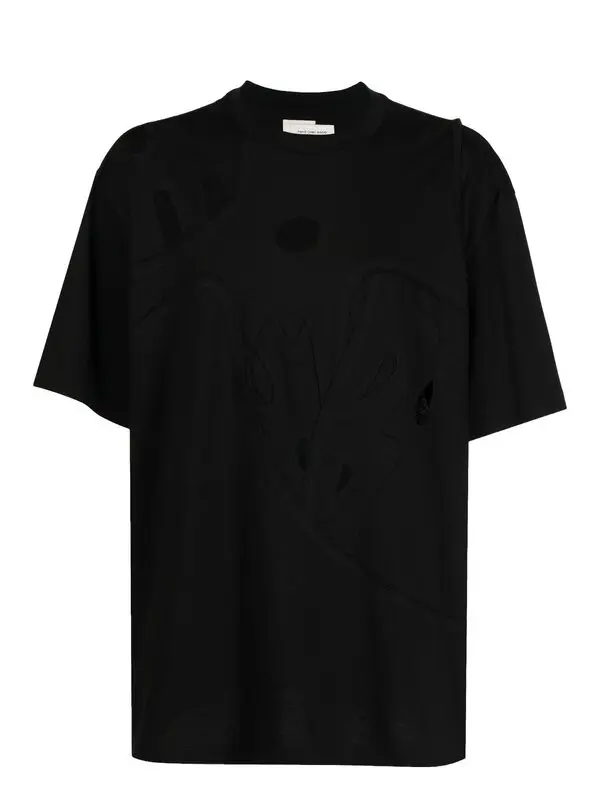 FENG CHEN WANG Cut-out Detail Cotton T-shirt - Black