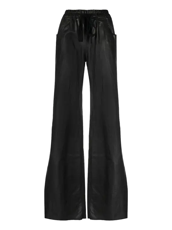 ISAAC SELLAM EXPERIENCE Wide-leg Leather Trousers - Black