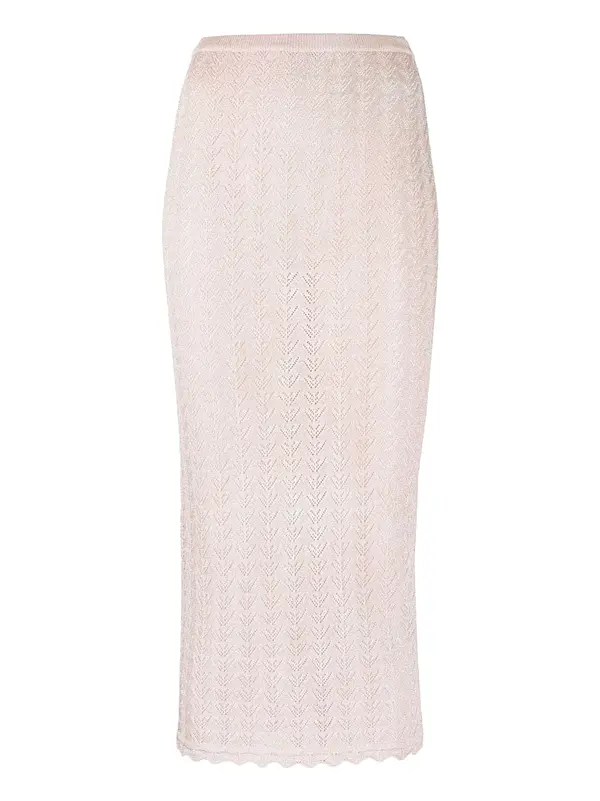 Alessandra Rich Pointelle-knit Midi Pencil Skirt - Pink