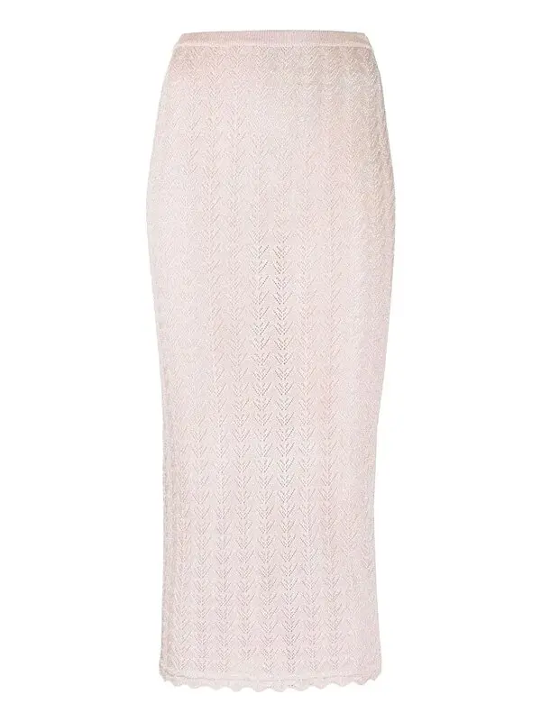Alessandra Rich Pointelle-knit Midi Pencil Skirt - Pink