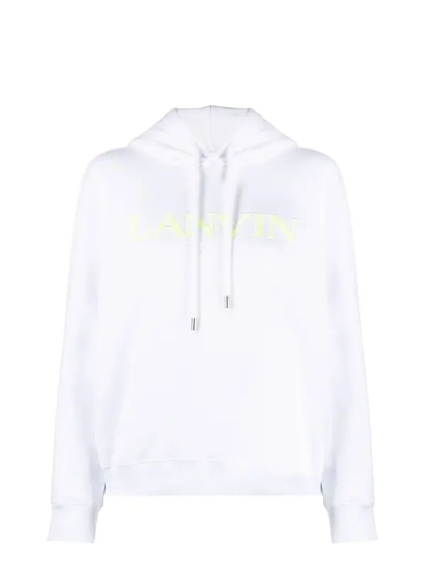 LANVIN Embroidered-logo Cotton Hoodie - White