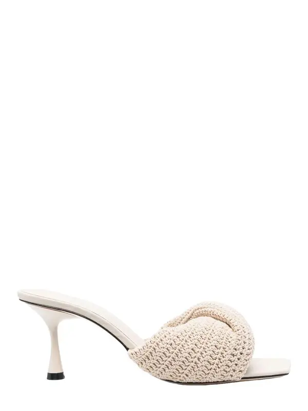 Studio Amelia 75mm Twist-detail Crochet Mules - Neutrals