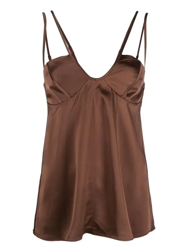 AERON Satin Camisole Top - Brown