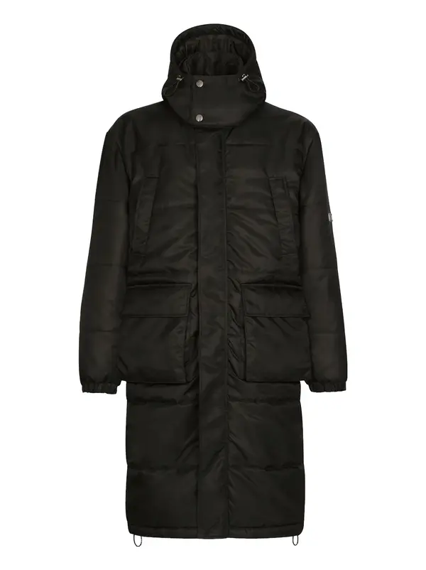 Dolce & Gabbana Logo-tag Hooded Puffer Coat - Black