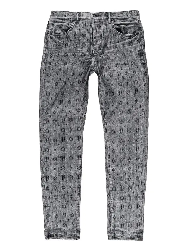 PURPLE BRAND Monogram-pattern Slim Cut Jeans - Grey