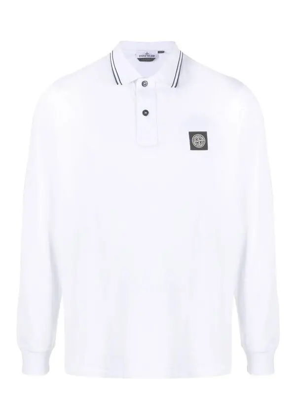 Stone Island Compass-motif Polo Shirt - White