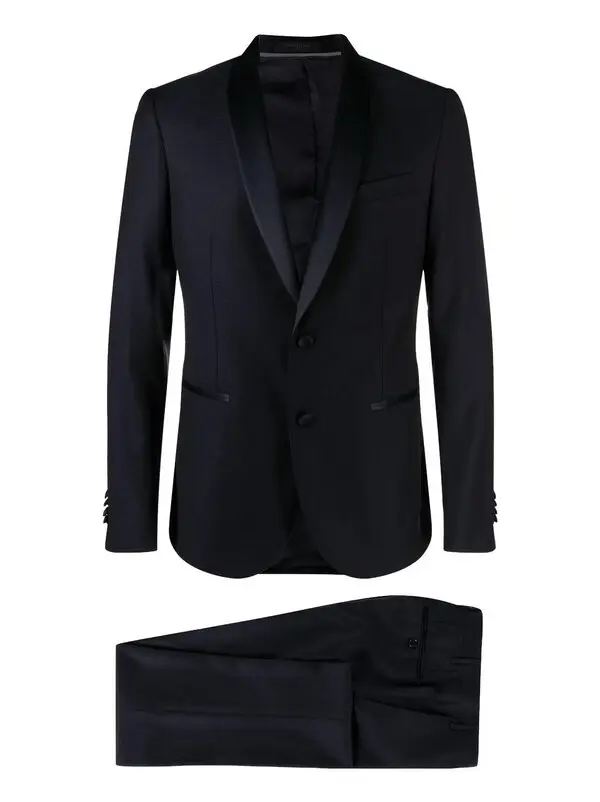 Corneliani Virgin-wool Slim-cut Dinner Suit - Blue