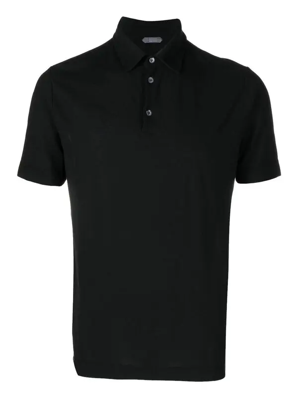 ZANONE Short-sleeve Cotton Polo Shirt - Black