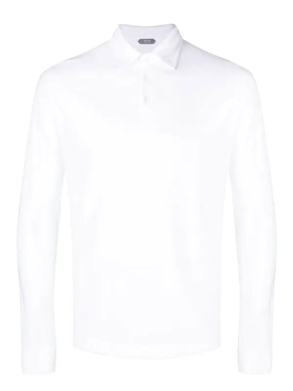 ZANONE Long-sleeve Cotton Polo Shirt - White