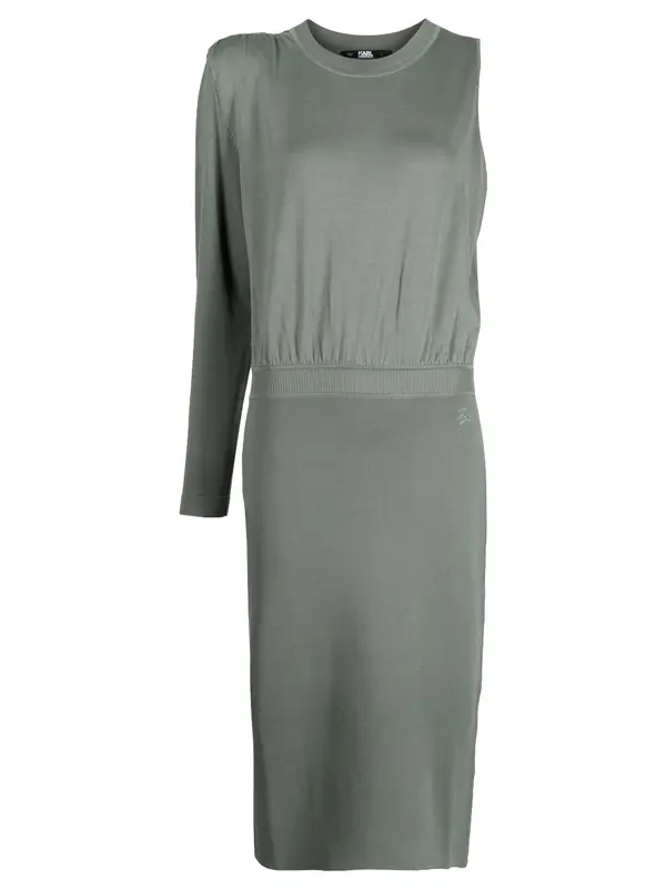 Karl Lagerfeld Asymmetric Knit Midi Dress - Green