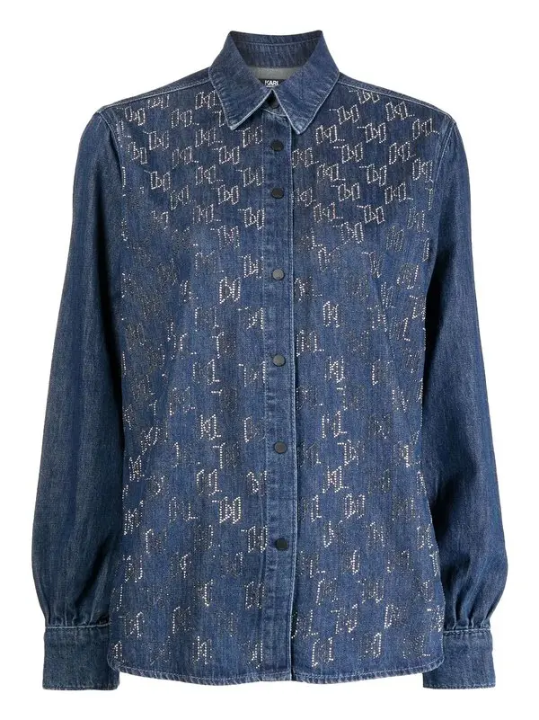 Karl Lagerfeld Monogram-embellished Denim Shirt - Blue