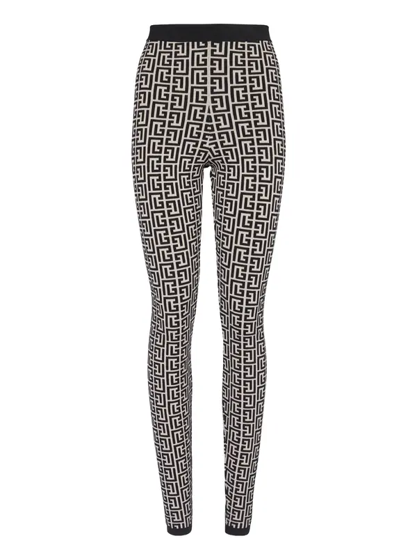 Balmain Monogram-print High-waisted Leggings - Black