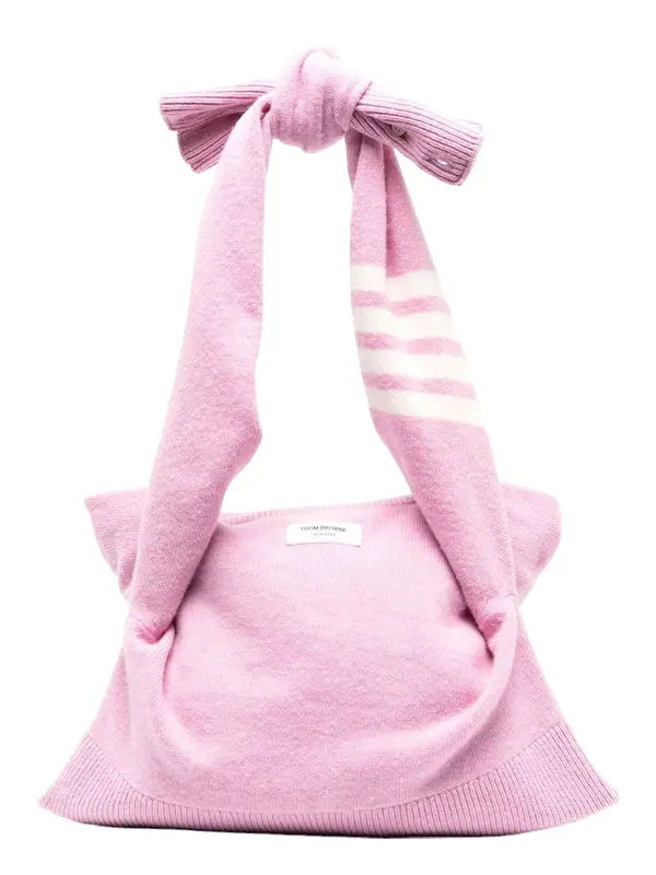 Thom Browne Stitch Merino Crewneck Sweater Shell Bag - Pink