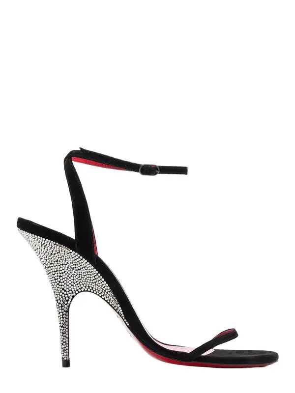 CHRISTIAN LOUBOUTIN Arch Queen 100mm Embellished Suede Sandals - Black