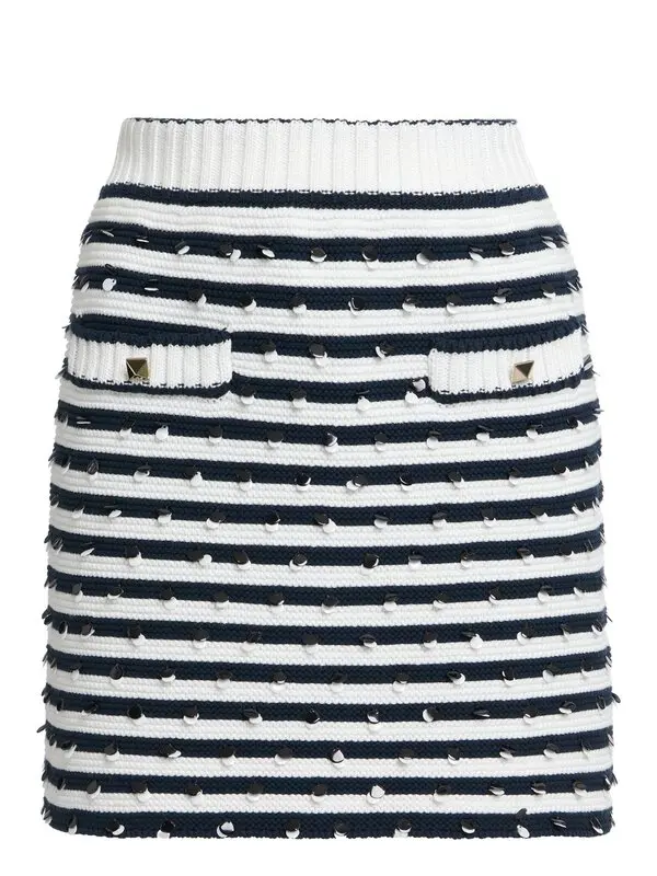 Valentino Garavani Embellished Cotton Mini Skirt - Stripe