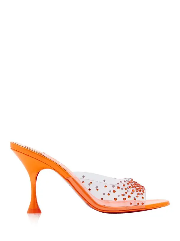 CHRISTIAN LOUBOUTIN Degramule 85mm Crystal-embellished Mules - Orange