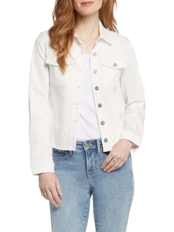 NYDJ Fray Hem Denim Trucker Jacket - Optic White