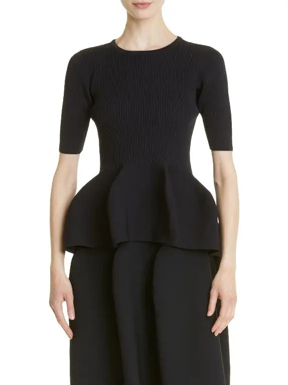 CFCL Pottery 8 Peplum Rib Top - Black
