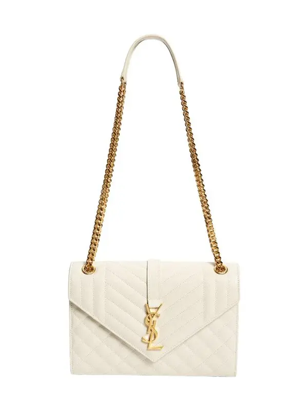 Saint Laurent Cassandra Quilted Envelope Bag - Ivory