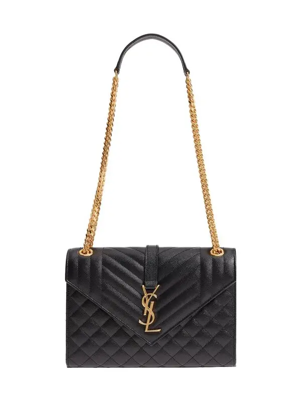 Saint Laurent Cassandra Quilted Envelope Bag - Noir