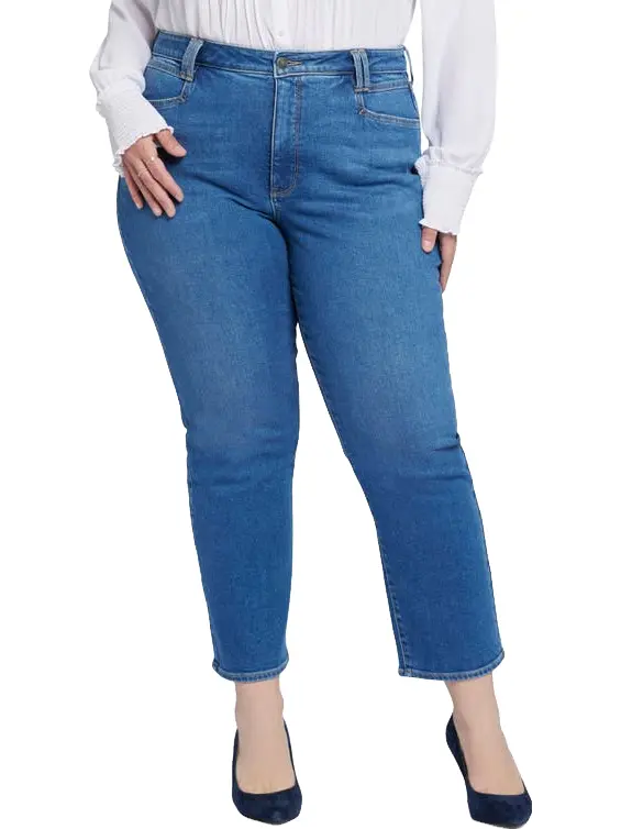 NYDJ High Rise Relaxed Straight Ankle Jeans - Rockford