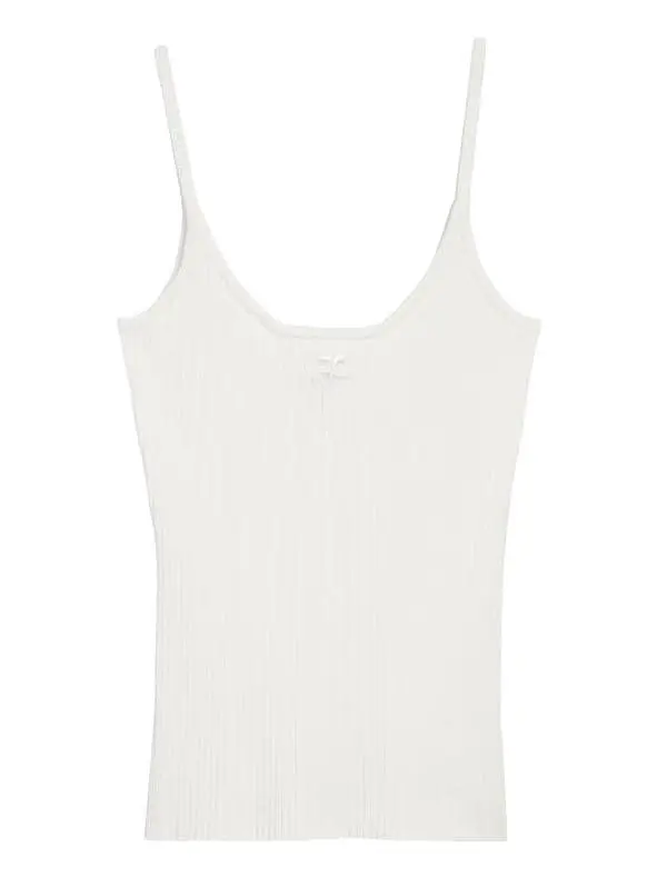 COURREGES Logo Rib Tank Top - Heritage White