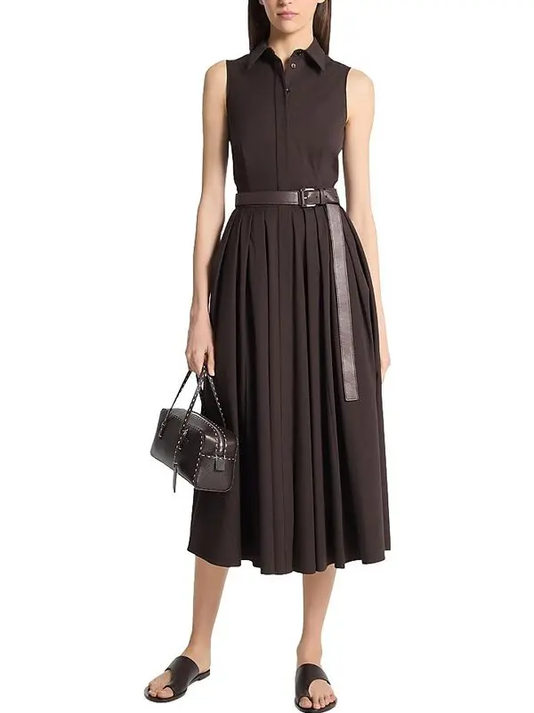 Michael Kors Poplin Midi Shirt Dress - Chocolate