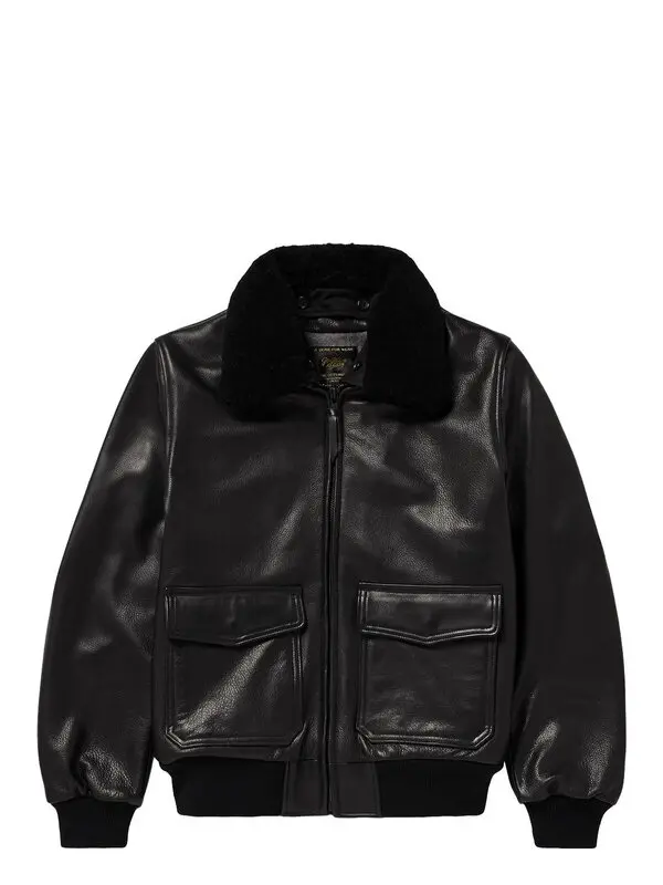 Golden Bear The Carter Shearling Bomber Jacket - Black