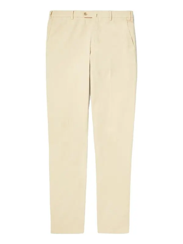 Loro Piana Pantaflat Slim-fit Pleated Stretch-cotton Trousers - Neutrals