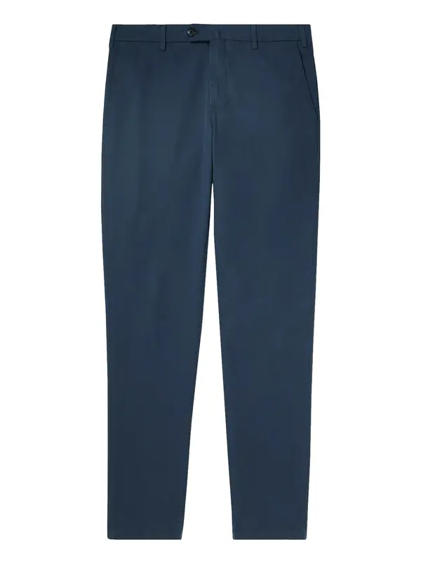 Loro Piana Pantaflat Slim-fit Pleated Stretch-cotton Trousers - Blue