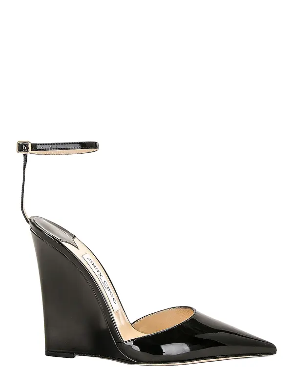 JIMMY CHOO Blake 100 Patent Leather Wedge - Black